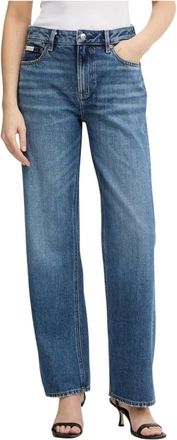 Calvin Klein Jeans Femme, Jeans, Bleu, Taille: W30 L30 Jean Droit Taille Haute en Coton