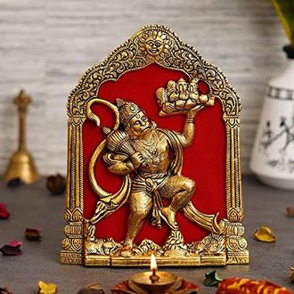 Generic Siddharth_International Statue en m&eacute;tal Lord Hanuman Idol pour d&eacute;coration de maison et de bureau | Hanuman Ji Bajrang Bali Ki Murti pour la maison et 