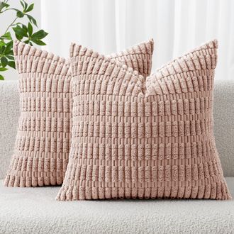 Miulee 2er Set 45x45 cm Kordsamt Kissenbez&uuml;ge Moderne Kissenh&uuml;llen Dekorative Sofakissen Dekokissen Weicher Zierkissenbezug f&uuml;r Wohnzimmer Sofa Schlafzimmer 