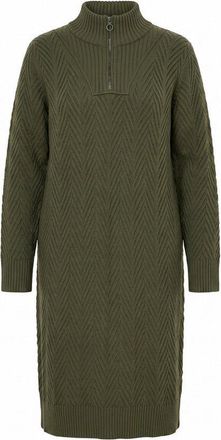 Ulla Popken Midikleid Strickkleid Fischgrat Troyerkragen Langarm