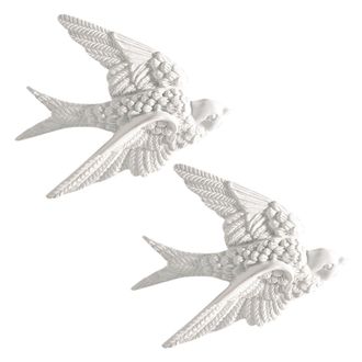 TOPBATHY 2 St&uuml;ck Schwalben Wanddekoration aus Kunstharz 3d Wandskulpturen Europ&auml;ischer Retro Stil 11,6 X 8,7 X 1,5cm Wandbehang f&uuml;r Wohnzimmer und Schlafzimmer
