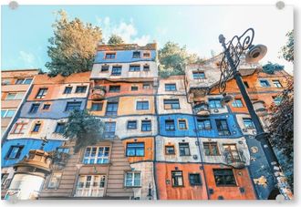artboxONE Acrylglasbild 120x80 cm Städte Hundertwasser Village - Bild hundertwasser Architektur Austria
