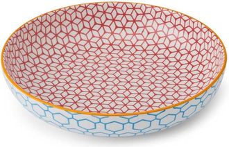 Mikasa Blaue geometrische Steingut-Schüssel von Mikasa, 21 cm