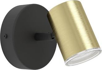 Eglo Wandlampe Consuma 1, Badezimmer Wandleuchte mit schwenkbarem Strahler, Schlafzimmerlampe aus Metall in Schwarz und Messing, Badlampe mit GU10 Fassung,