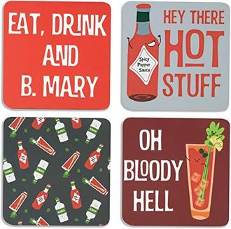 Pavilion Gift Company 74935 Bloody Mary Sentiment, Muster- und Figurenhalter, 10,2 cm, 4-teilig, quadratisch, mehrfarbig