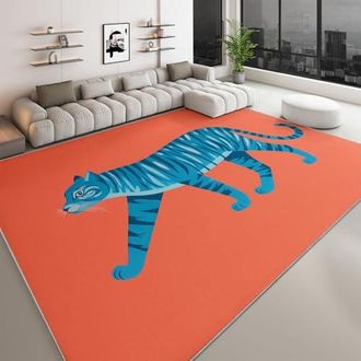 Generic Tapis pour Salon Antid&eacute;rapant 140 x 200 cm, Tapis Lavables &agrave; Poils Courts Minimaliste Vibrant Animal Tigre pour Cuisine Salle &agrave; Manger Bureau et Chamb