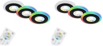Briloner Leuchten - 3er Set Einbauleuchten Decke LED, LED Lichtring RGB CCT, Einbaulampen flach, Einbaustrahler Bad, Badeinbaustrahler IP44, Schwarz, 84x34 mm 