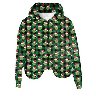 Generic Le Grinch Sweat A Capuche Femme The Pull Adulte Pilou Pulls Sweatshirts Chaud Hiver Plaid Moche Polaire De Femmes 2025 Sweet Oversize Noël Christmas N