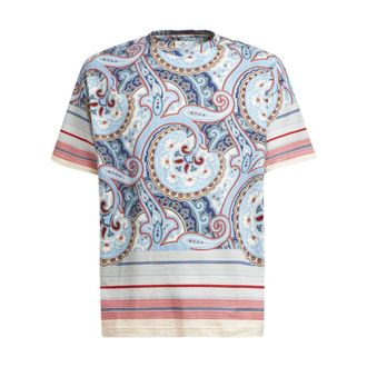 Etro Paisley Print Gestreiftes T-Shirt - - Tops - Herren - Mehrfarbig - S