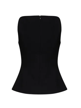 Self Portrait Womens Wool Cr&ecirc;pe Peplum Top Black Tops