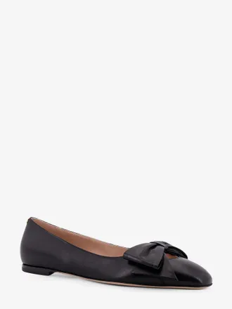 Valentino Garavani Womens Leather Ballerinas Bowow Black Ballerina Shoes