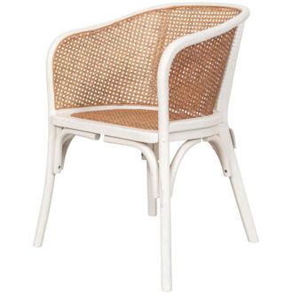 Biscottini International Stuhl aus Holz und Rattan Stuhl mit Armlehnen Retro-Stuhl f&uuml;r Esszimmer, K&uuml;che, Restaurant Vintage-Strohstuhl Rustikale St&uuml;hle