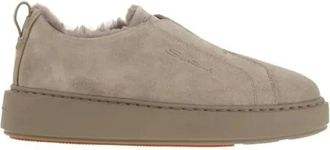 Santoni Femme, Chaussures, Brun, Taille: 38 1/2 EU Baskets en daim marron avec une touche f&eacute;minine