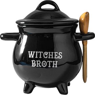 Generic Halloween- - Verzauberter Suppentopf, Spektrale Keramik-Eintopfschale Und Sch&ouml;pfl&ouml;ffel-Set | Vielseitige Verwendungszwecke Servierschale aus Schwarzbr