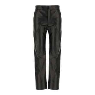 Alberta Ferretti Pantalon Droit en Cuir - Femme - Pantalons - Noir - Taille: 40 FR