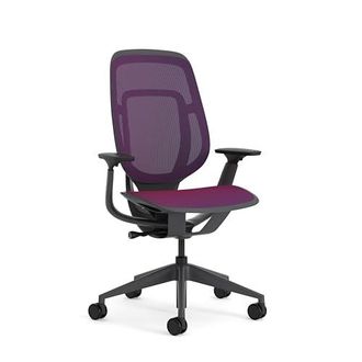 Steelcase Karman Steelcase Ergonomischer Bürostuhl, höhenverstellbarer Stuhl mit Rot-Blau Bezug
