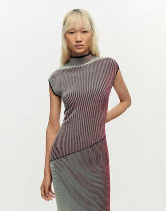 Desigual Gestricktes Riemchenkleid mit Schatteneffekt-Gr&uuml;n