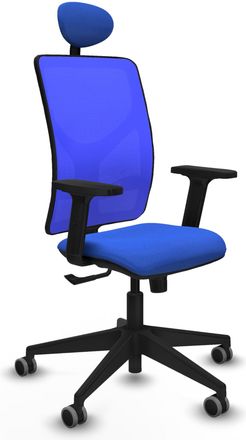 Piqueras y Crespo Stuhl aus PVC, blau, mit 2D-Armlehnen, h&ouml;henverstellbarer Lendenwirbelst&uuml;tze und festem Kopfteil, ausgestattet mit Sincro 3 Positionen und Schneidesch