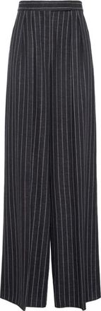 Max Mara Femme, Pantalons, Gris, Taille: 36 FR Pantaloni gessati piega
