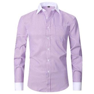 Generic Chemises formelles pour homme en coton boutonn&eacute;, grande taille, chemise d&eacute;contract&eacute;e &agrave; manches longues, coupe droite, t-shirt &agrave; col standard, haut de 
