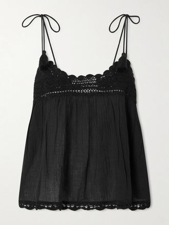 Ulla Johnson Haut En Coton À Finitions En Crochet Et À Houppes Bermuda - Noir