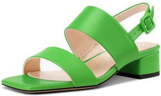 Castamere Femmes Bloc Chunky Bas Talon Heel Ouvert Carr&eacute; Bout Boucle Sandales Dress D&eacute;contract&eacute; Party Chaussures 3.5 CM Heels Vert Gazon 37 EU