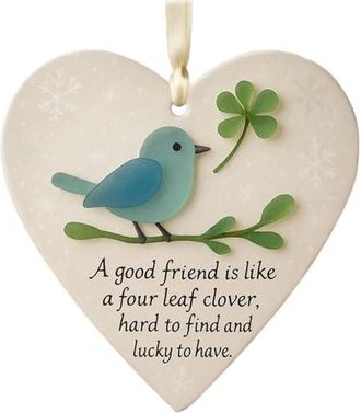 Generico Ornements dart en verre de mer en acrylique, d&eacute;coration damiti&eacute; en verre de mer en forme de coeur, verre de mer damiti&eacute; doiseau bleu, verre de mer sou