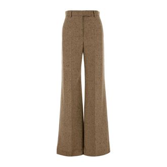 Valentino Garavani Femme, Pantalons, Beige, Taille: 36 FR Melange Sand Wool Palazzo Pant