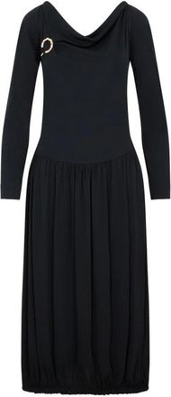 Lanvin Femme, Robes, Noir, Taille: 36 FR Cowl Neck Gathered Midi Dress