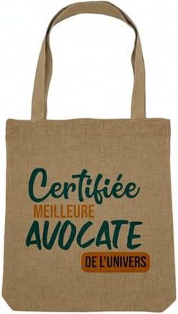 Fabulous Sac Shopping Tote Bag Aspect Lin - Certifi&eacute;e meilleure Avocate de lunivers Loi Justice Avocat Tribunal - Sac de Courses Toile Epaisse 360g Beige Natur