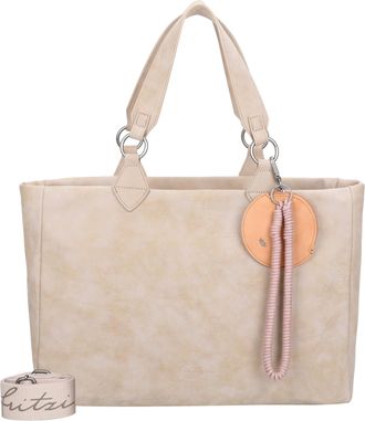 Fritzi Aus Preu&szlig;en Fritzi Izzy Vintage Sand Shopper Kunstleder Damen Handtasche Umh&auml;ngetasche Festival City vegan abnehmbares Etui abnehmbare Kordelschnur Vintage-Waschu