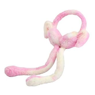 Generic Cache-oreilles coupe-vent en polaire avec oreilles de lapin 35 x 12 x 4 cm - Multicolore - Pour la marche, le ski et lext&eacute;rieur, Poudre jaune color&eacute;e,