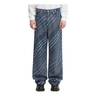 Kenzo Jean Large Coupe &agrave; Revers &agrave; Rayures Diagonales - Homme - Jeans - Bleu - Taille: W31