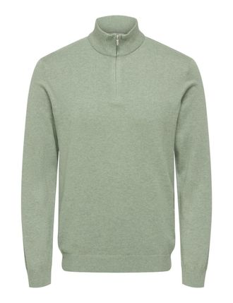 Only & Sons Onsloui Reg 12 Mel Half Zip Knit Noos