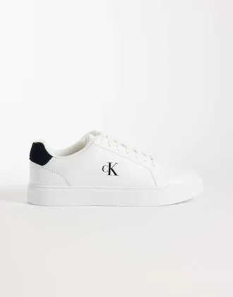 Calvin Klein Baskets classiques en cuir v&eacute;ritable &agrave; semelle cuvette - Blanc