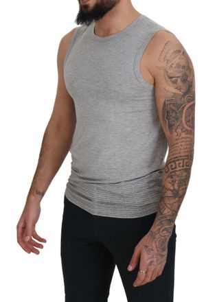 Ermanno Scervino Grey Sleeveless Men Pullover T-Shirt Gray Cotton