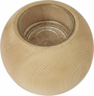Erst-Holz Zirben Teelicht Kugel mit Glas Holzdeko Windlicht 40.10-011