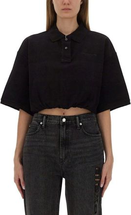 Alexander Wang Femme, Tops, Noir, Taille: 40 FR Polo court &agrave; ourlet couliss&eacute;