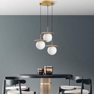 Opviq Elegant Gold Chandelier, Adjustable Height 45-110 cm, Metal Body, 55 x 55 x 110 cm, 3 x E27 Socket, Perfect for Modern Living Spaces, IP20 Rated
