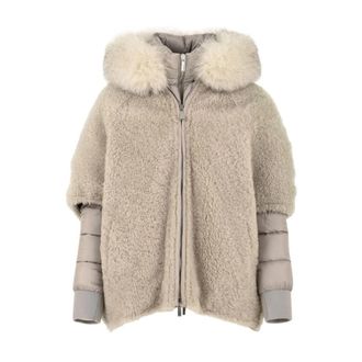 Moorer Luxuri&ouml;se Daunenjacke mit Pelzbesatz - - Jackets - Damen - Braun - S