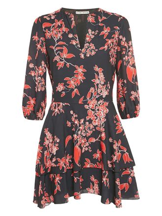 Alice & Olivia robe courte à fleurs - Noir