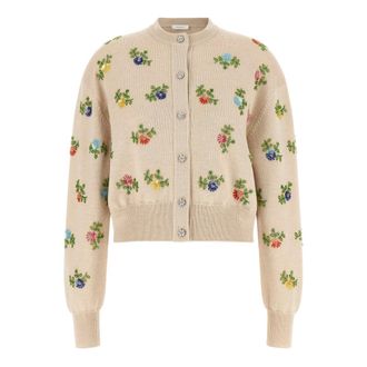 Paco Rabanne Cardigan en laine brod&eacute; &agrave; la main - Femme - Pulls - Beige - Taille: 40 FR