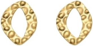 Dansk Copenhagen Ragna Waterproof 18K Gold Plated Post Earring - Hammered Stainless Steel - - Accessories - Damen - Gelb - ONE SIZE