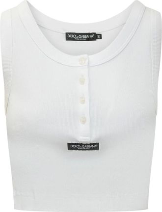 Dolce & Gabbana Femme, Tops, Blanc, Taille: 38 FR Ribbed Tank Top