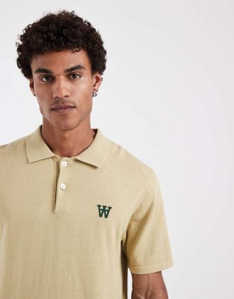 Wood Wood Double A By Wood Wood -Mikkel - Polo 100 % coton - Olive p&acirc;le-Vert