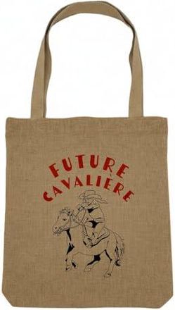 Fabulous Sac Shopping Tote Bag Aspect Lin - Future Cavali&egrave;re Sport Equitation Cheval - Sac de Courses Toile Epaisse 360g Beige Naturel Cabas Port&eacute; Epaule Solid