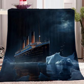 Generic Kuscheldecke Gletscherschiff Tiere Muster Flauschig Decke 150 x 200 cm, Schwarz Warme Flausige Bettüberwurf Decke und Sofadecke, Kuscheldecke Hergeste