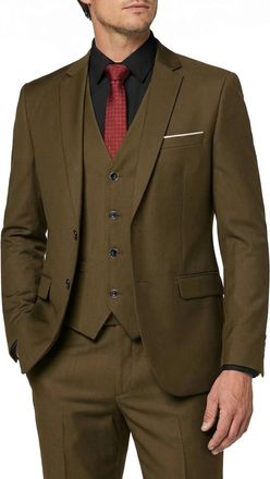 Mys Herren 3-teiliges Slim-Fit-Anzug-Set mit Krawatte, 2-Knopf-Blazer-Jacke, Weste und Hose, Business, Hochzeit, Party, Abschlussball, Anzug f&uuml;r Herren, K