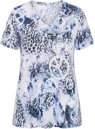 Miamoda T-Shirt T-Shirt A-Linie Ausbrennerjersey Animal-Muster
