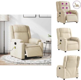 vidaXL Massagesessel Elektrisch Creme Stoff - Elektrischer Massagesessel - Elektrische Massagesessel - Massagestuhl - Massagesessel